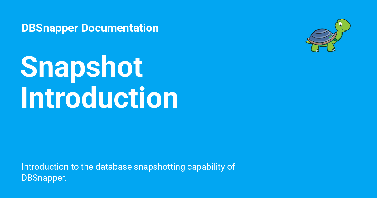 Snapshot Introduction Dbsnapper Documentation 1117